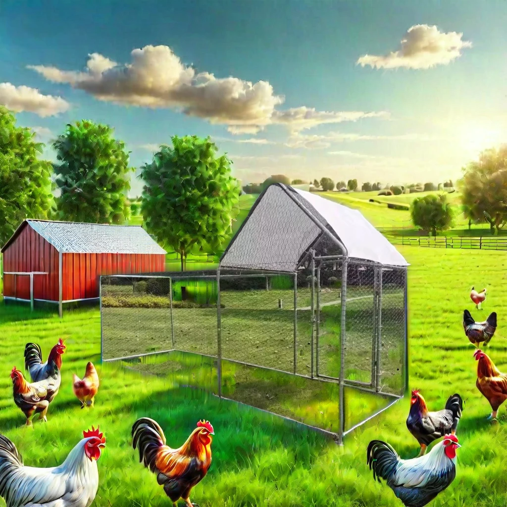 Large Outdoor Galvanized Metal Hen House & Rabbit Hutch For 4-6 ...
