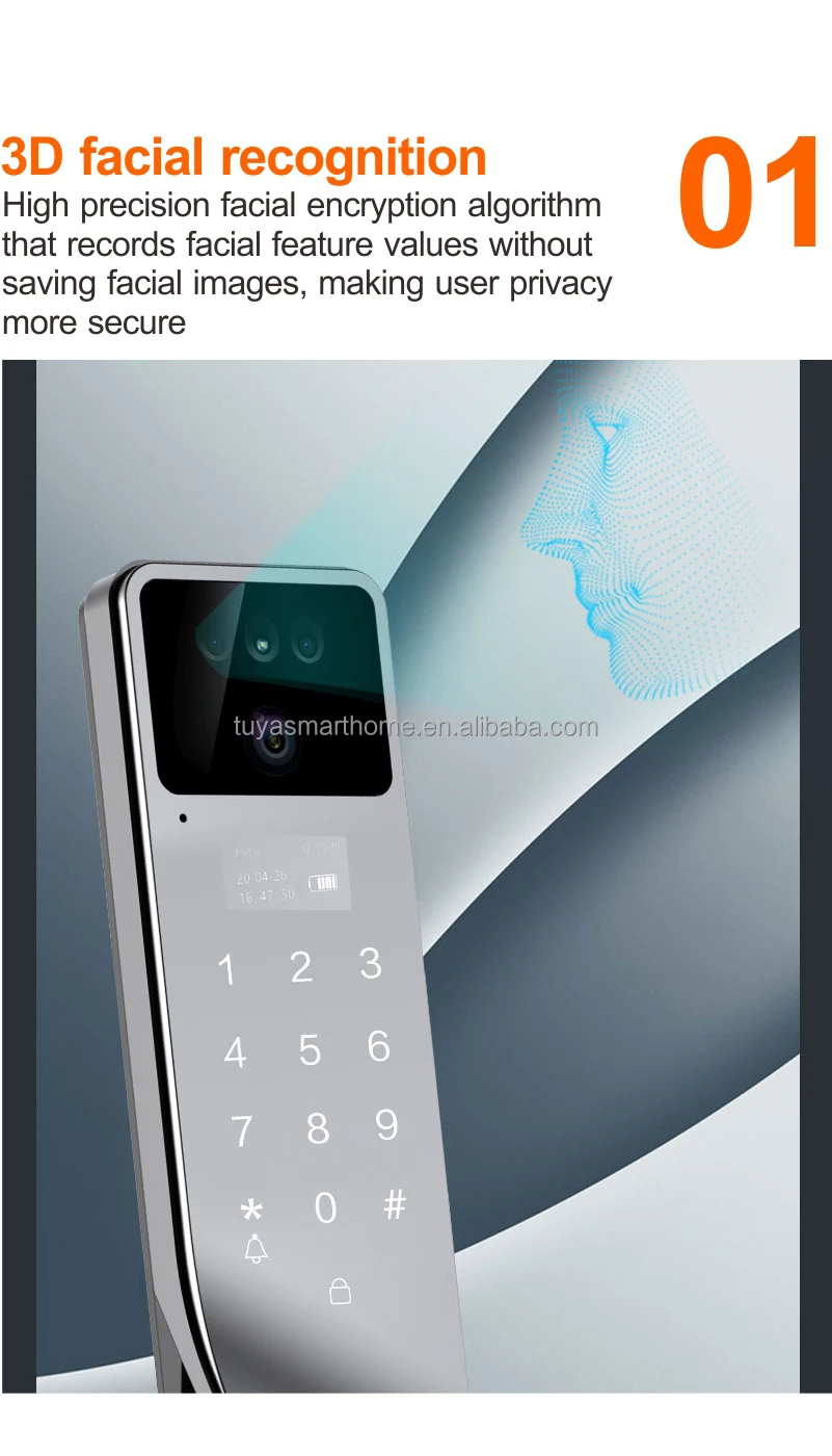 TYSH 3D Face Recognition Smart Locks - Tuya WiFi Biometric Door Lock ...