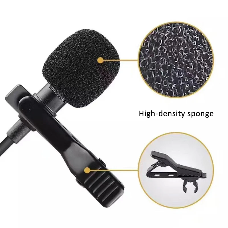 Professional Interview Portable Microphone Clip On Wired Lavalier Mini ...