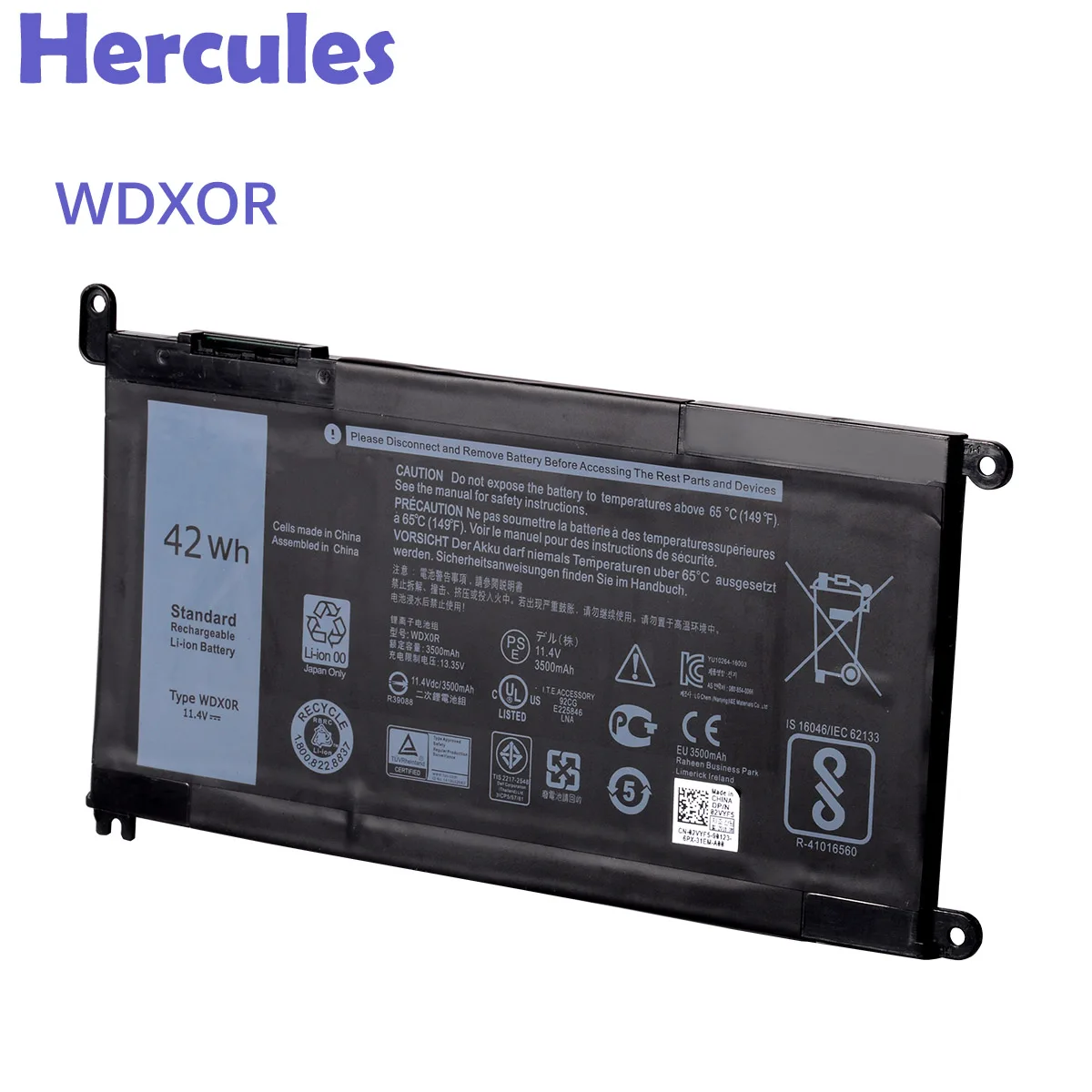 WDXOR Laptop Battery for Dell Inspiron - 42WH Capacity