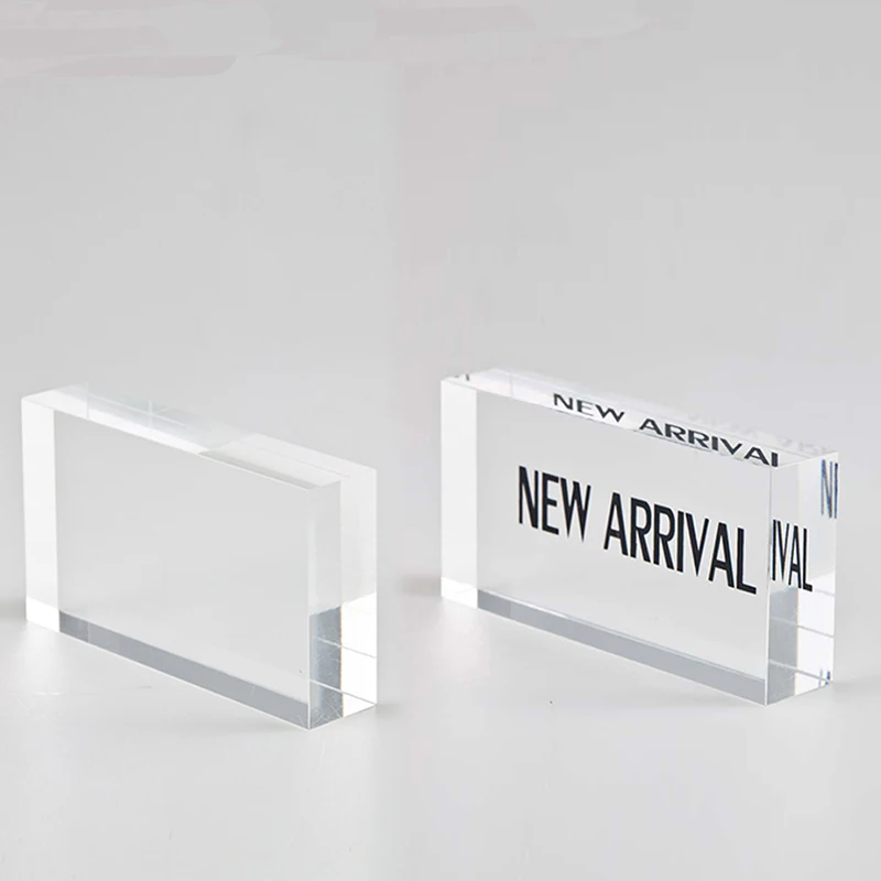 Clear Cube Sign Display Block - Personalized Acrylic Name Plate