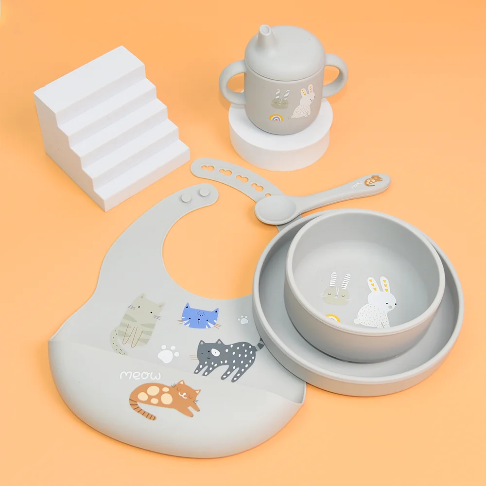 Child Kid Food Feeding Eating set Toddler Soft silicone walrus Suction ...