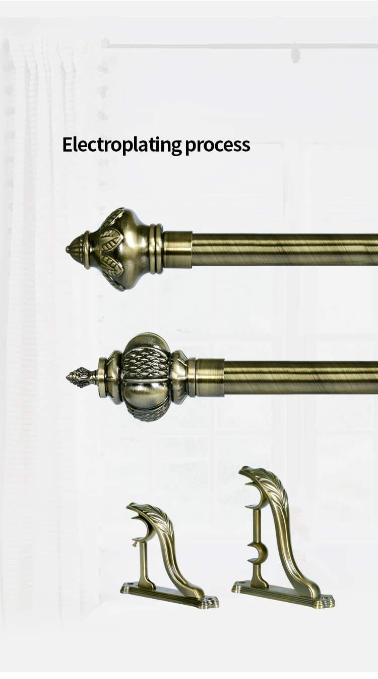 Elegant Shape Rod - Double Curtain Rods with Finials