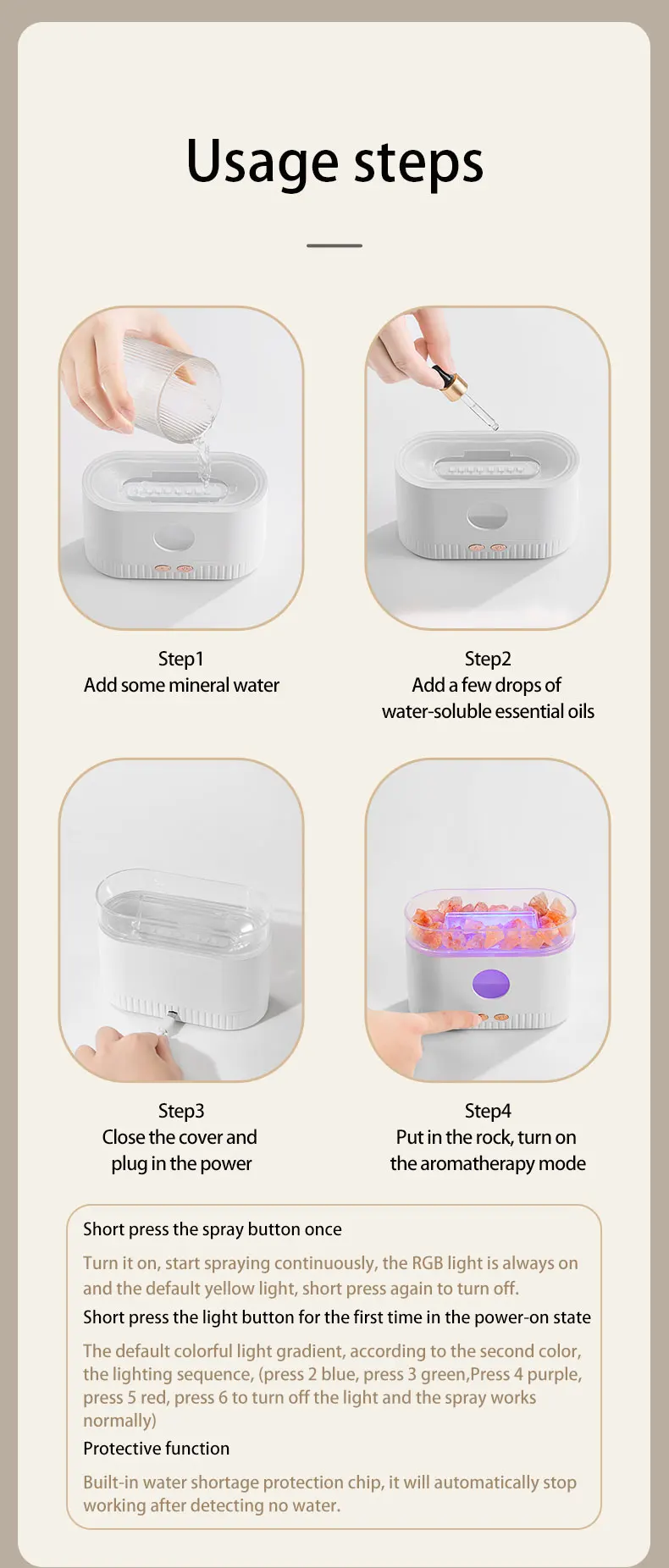 Volcano Humidifier USB 200ml Fragrance air Ultrasonic Light Lamp ...