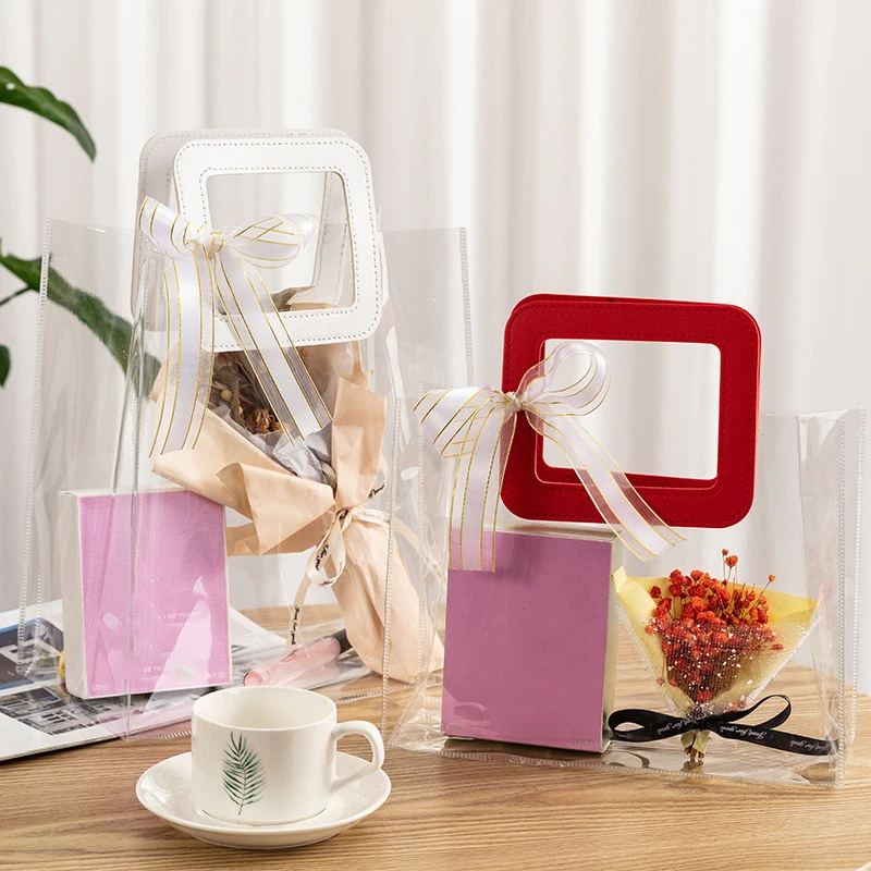 Luxury Custom Pvc Plastic Transparent Clear Tote Bags Wedding Gift ...