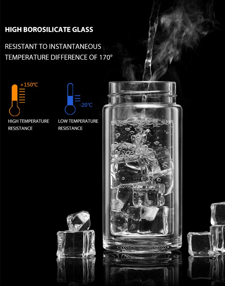 Glass Water Portable Bottle Double Wall Thermal Tea Water Separation ...