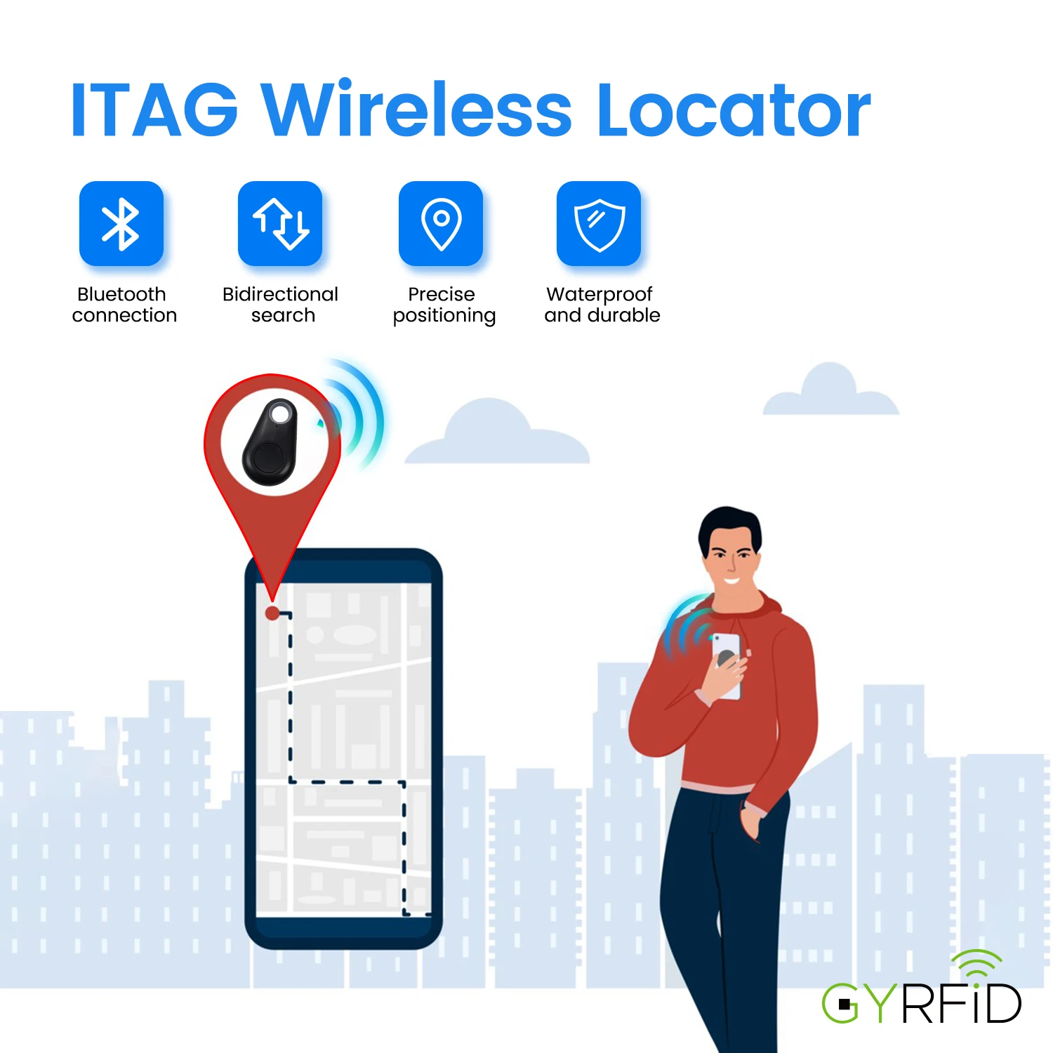 Portable Itag BT Tracker Wireless Key Chain Tracker Locator Finder Pet ...