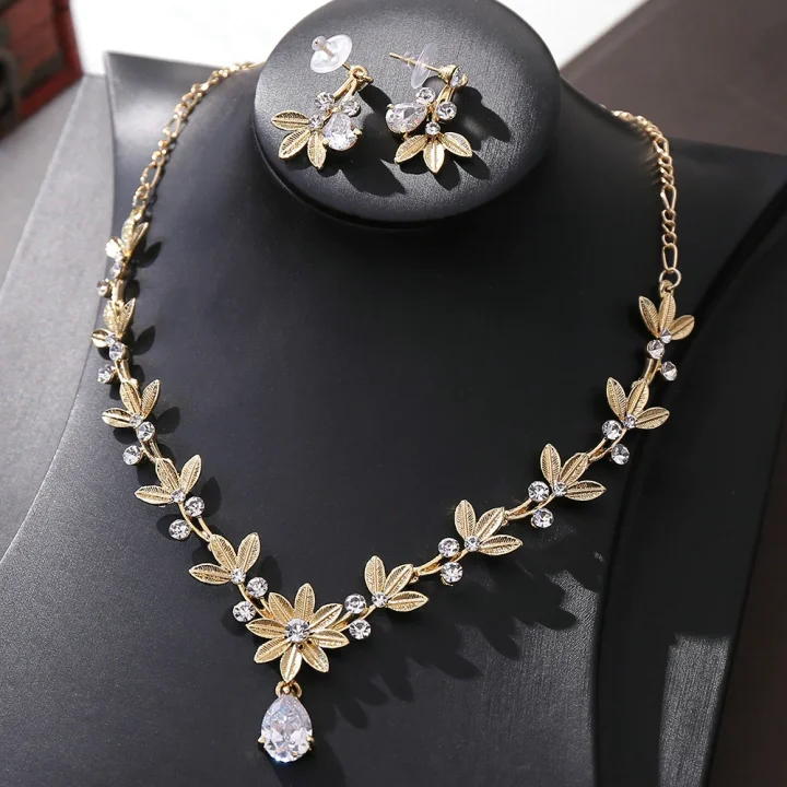 High Quality Exquisite Bride Women Jewelry Sets Necklace Earrings Green ...
