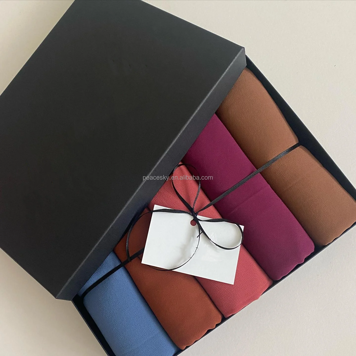 Customize Gift Box Hijab Muslim Chiffon Scarf Women Solid Color Shawl ...