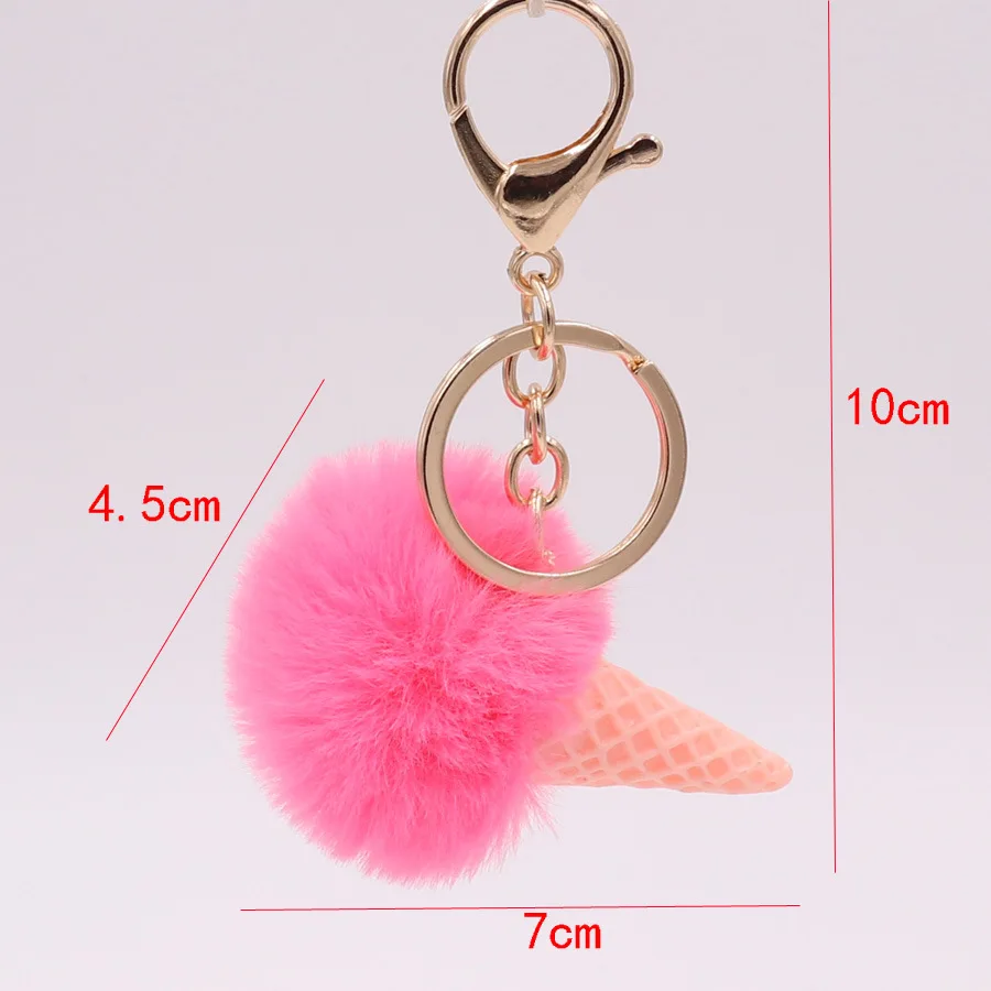 Cute Plush Ice Cream Keychain With Tassel Backpack Charm Decoration ...