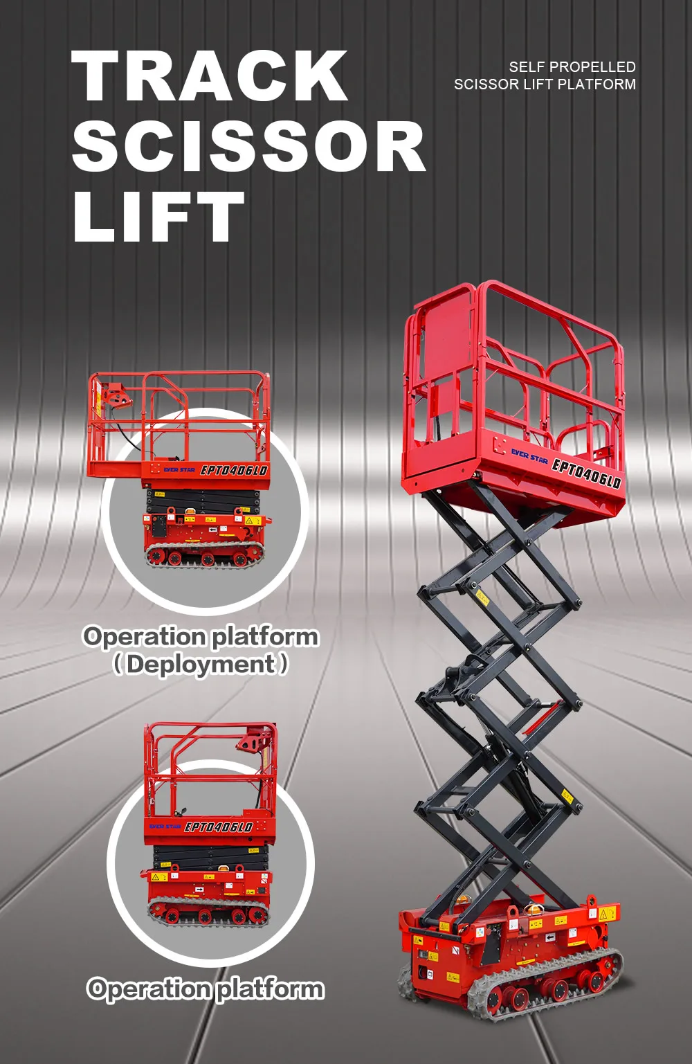 Mini Manlift Self Propelled Scissor Lift On Tracks Rough Terrain ...