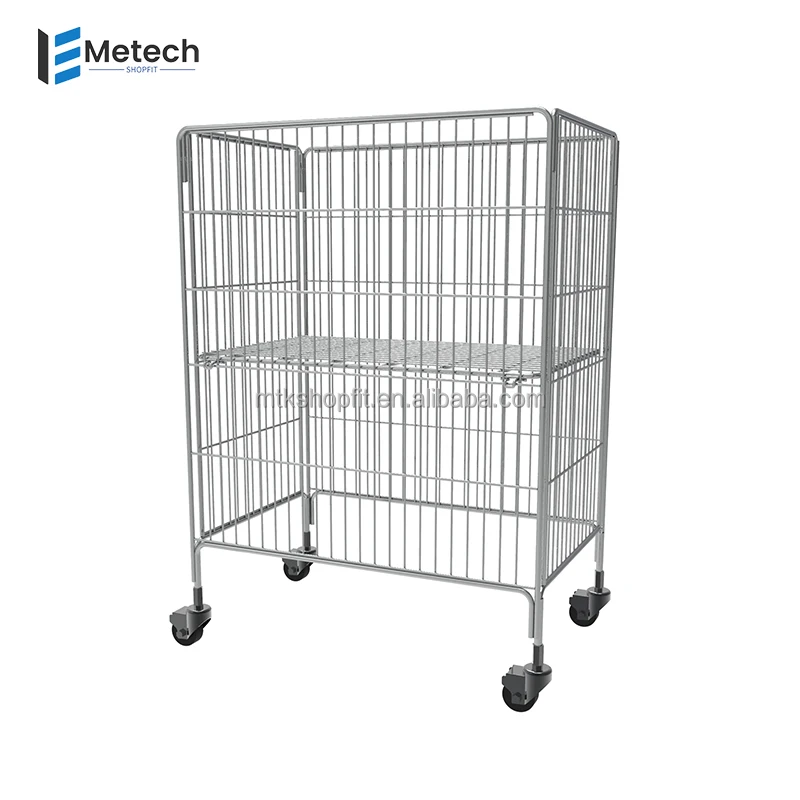 Folding Wire Dump Bin with Wheels Heavy Duty Storage Retail Display ...