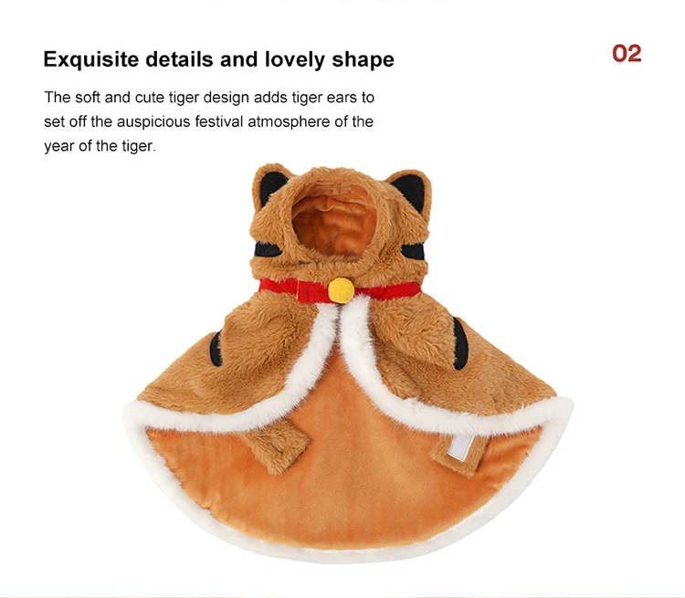 Holiday Party Comfortable Breathable Cute Tiger Cloak Pet Cat Clothes ...