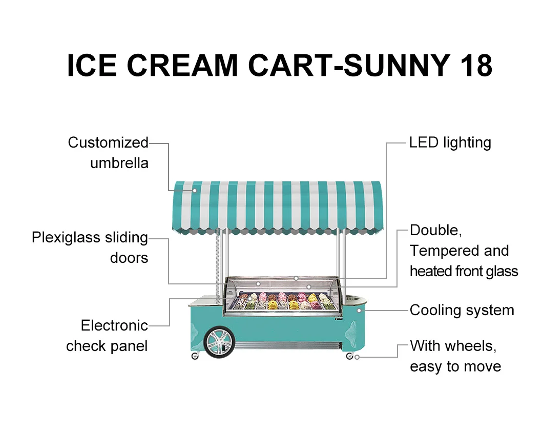 Ice Cream Cart Sunny 12/16/18 - Commercial Hand Push Gelato Display