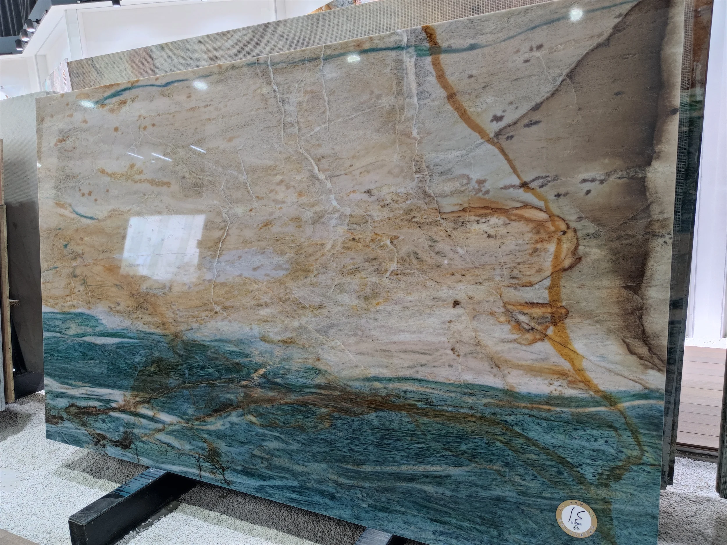 Ocean Blue Quartzite Slab - Perfect for Kitchen Countertops