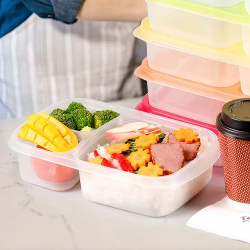 Microwave Safe Bento Box Lunch Containers 7 Pack 3 Compartments Meal ...