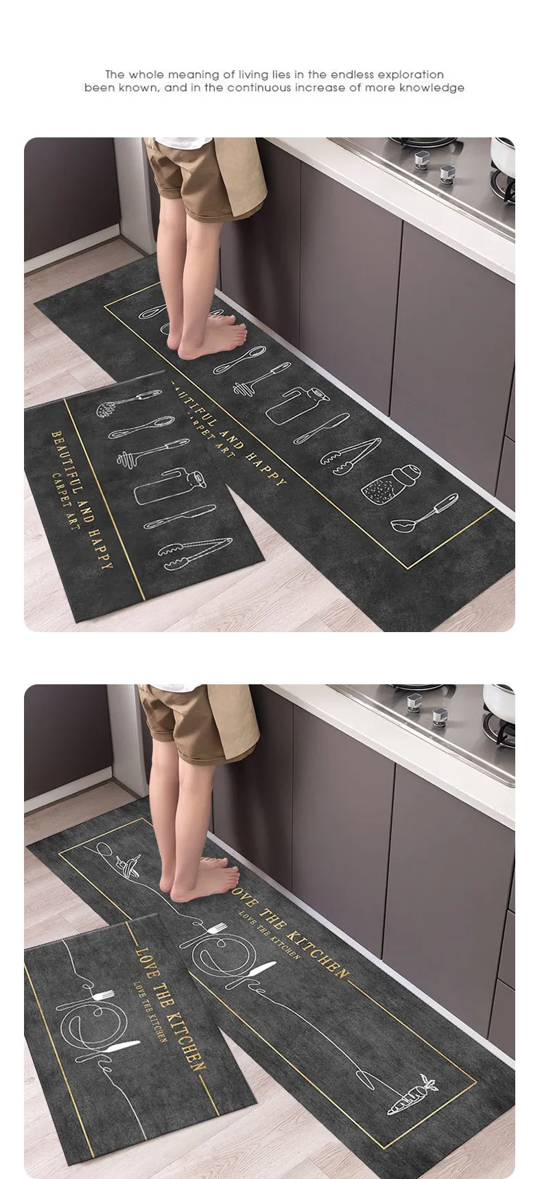 Modern Scandinavian Simple Design Anti-Slip Cartoon Kitchen Mat Water ...