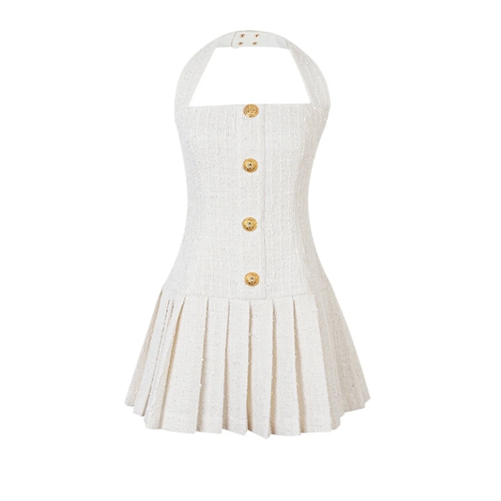 ZHEZHE High Quality Women Clothing Boutique Sexy Halter Unique Pleated ...