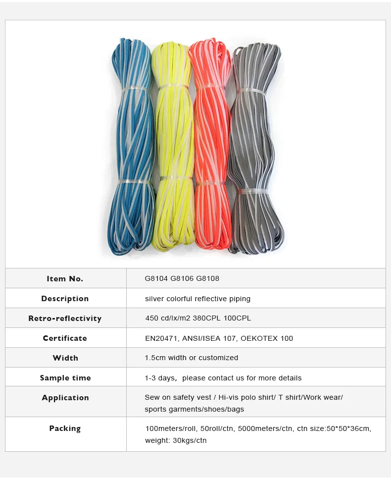 Reflective Piping Panel for Sewing Colorful Reflective Piping Tape ...