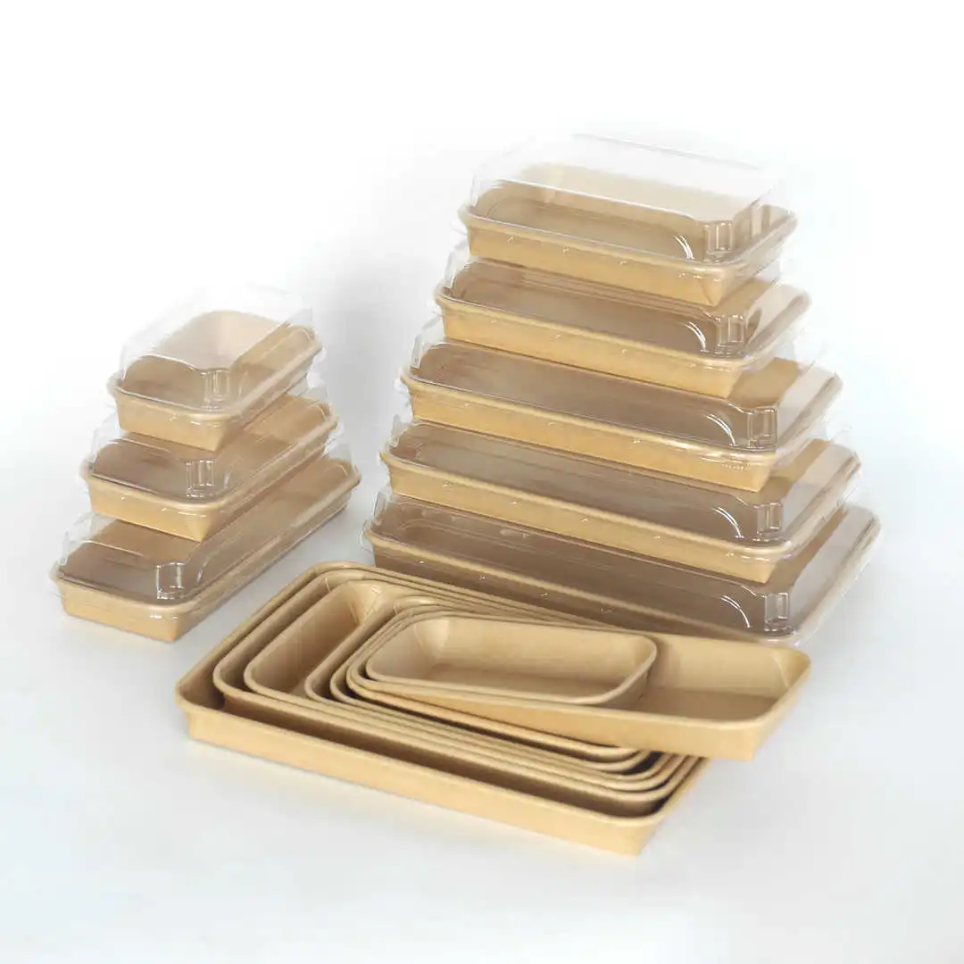 Custom Biodegradable Takeaway Food Container Brown Kraft Paper Sushi ...
