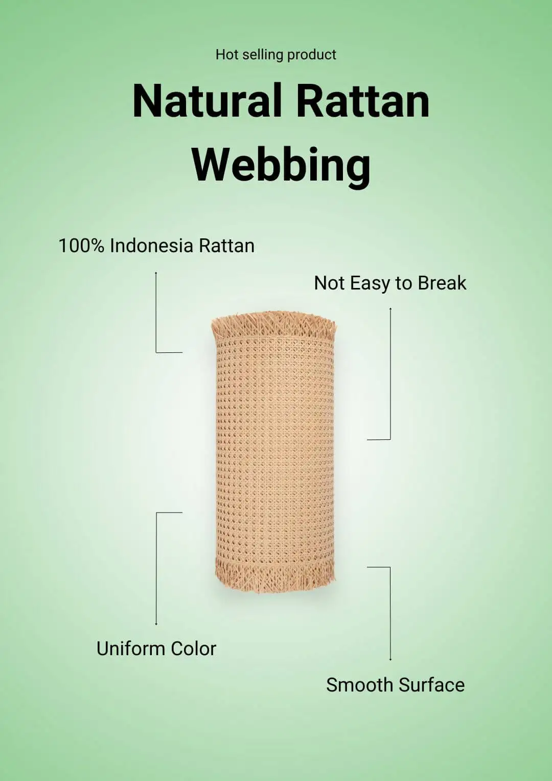 18'' Natural Circular Hole Rattan Cane Webbing Roll for Furniture Home ...
