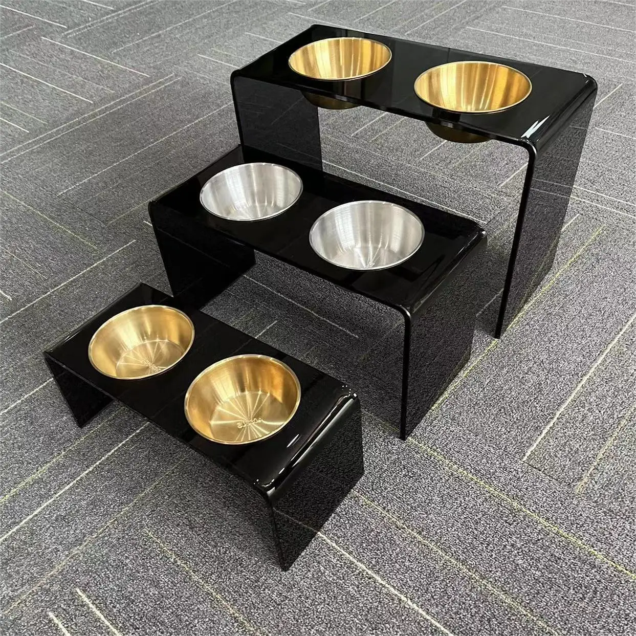 Teddy Dog Feeder Rack With Bowl Acrylic Pets Feeder Stand Rack ...