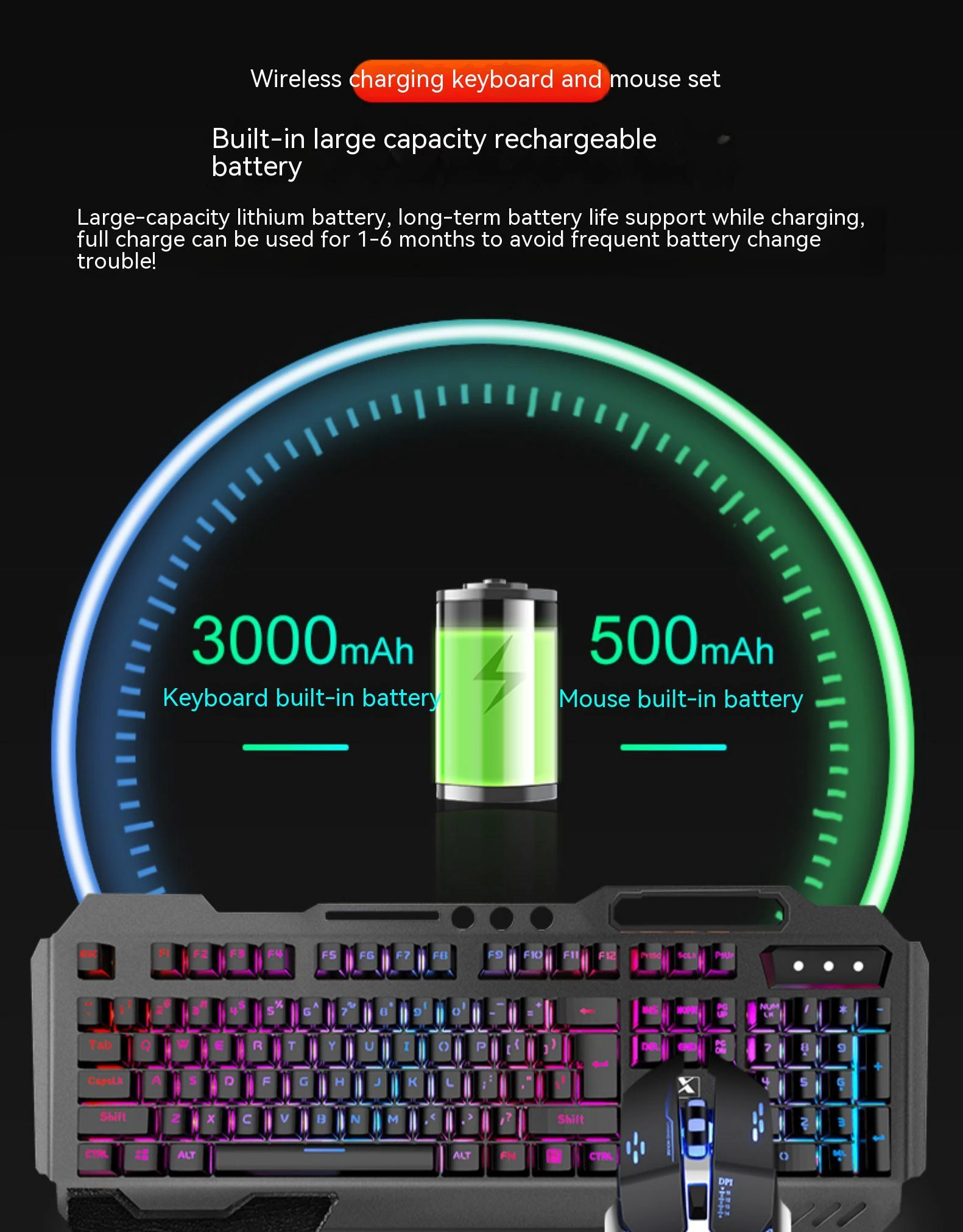 XINMENG K680 RGB Wireless Keyboard and Mouse Set for Esports