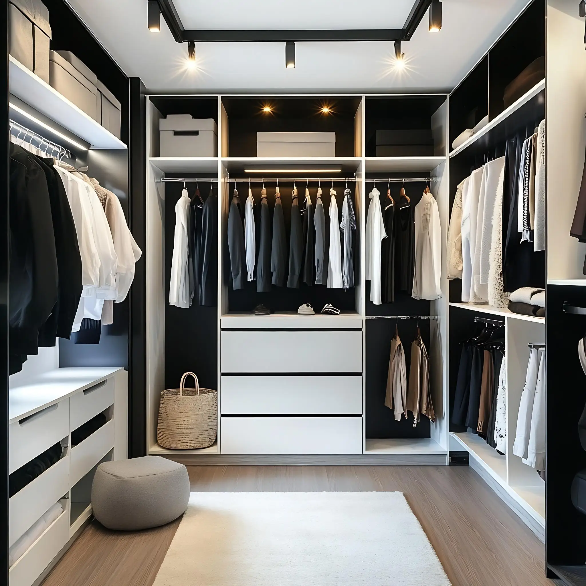 Customized Size Bedroom Wardrobe U Shaped Walk in Closet Design ...