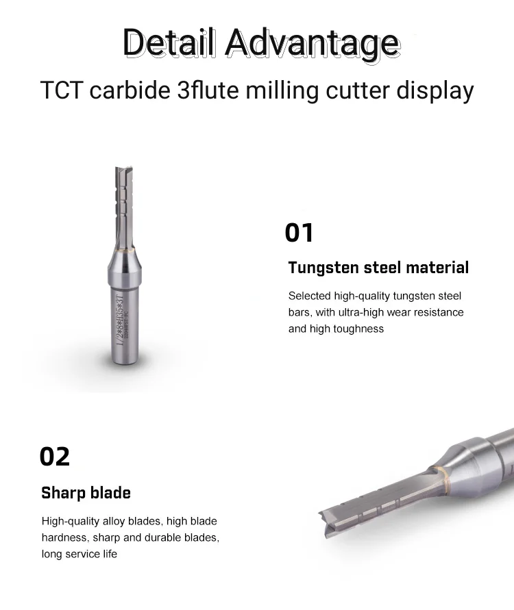 Professional Manufacturer Solid Carbide Tct 3 Flutes Straight Bit ...