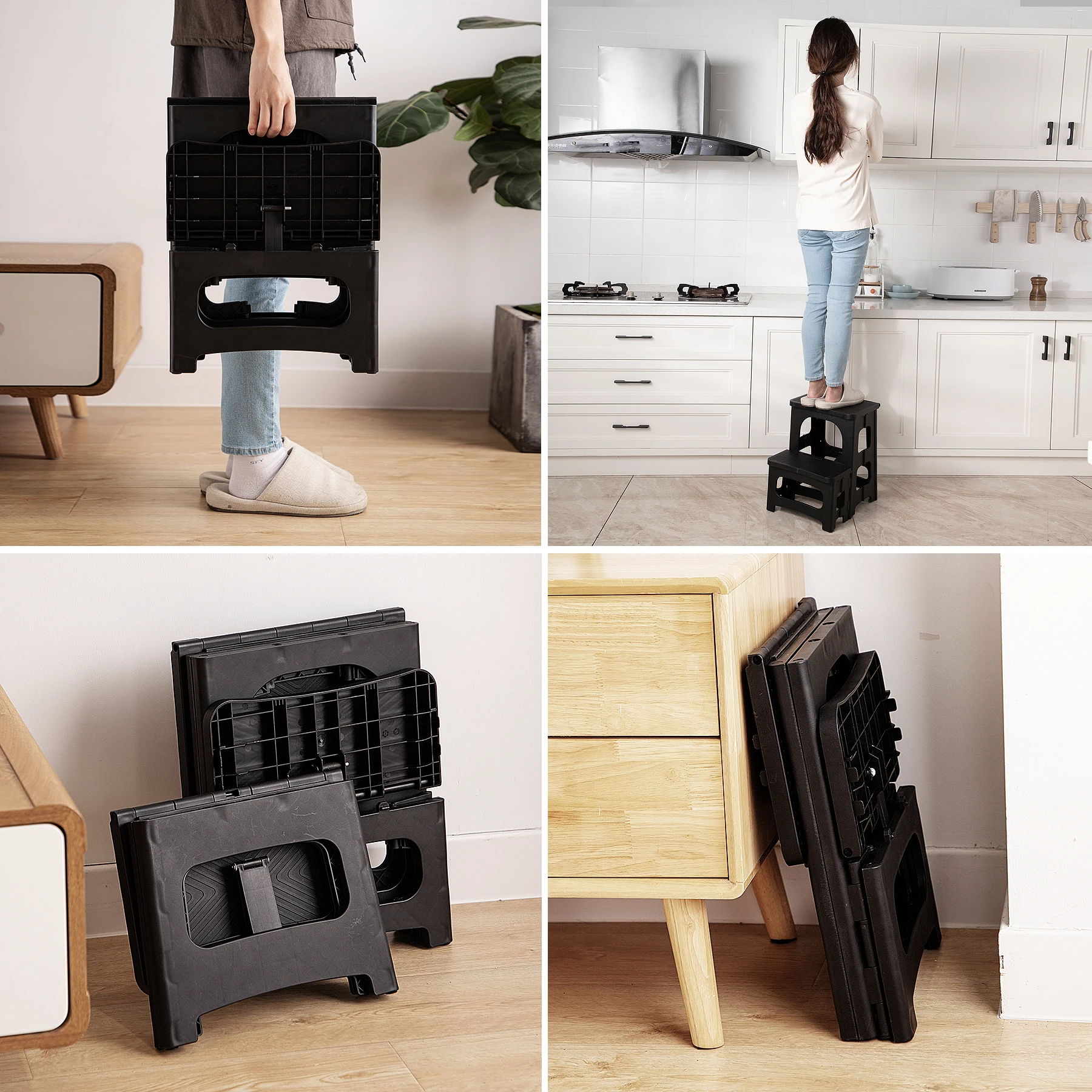 16inch Folding 2-step Plastic Stool Factory Plastic Foot Kitchen Ladder ...