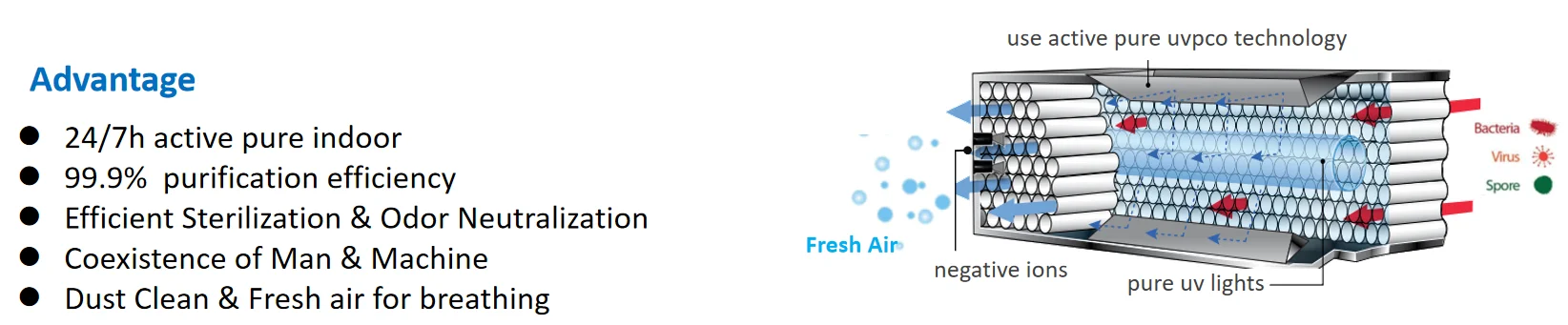 DC24V Photocatalytic Oxidation PCO Air Purifiers for HVAC