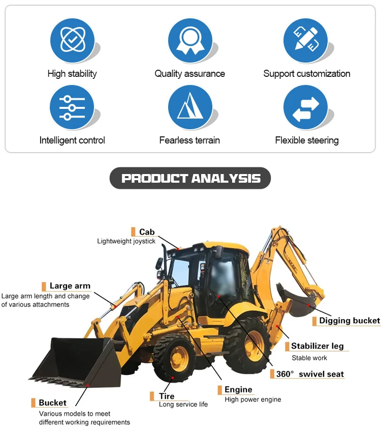 Mini Backhoe Loader - Efficient Diesel Wheel Excavator