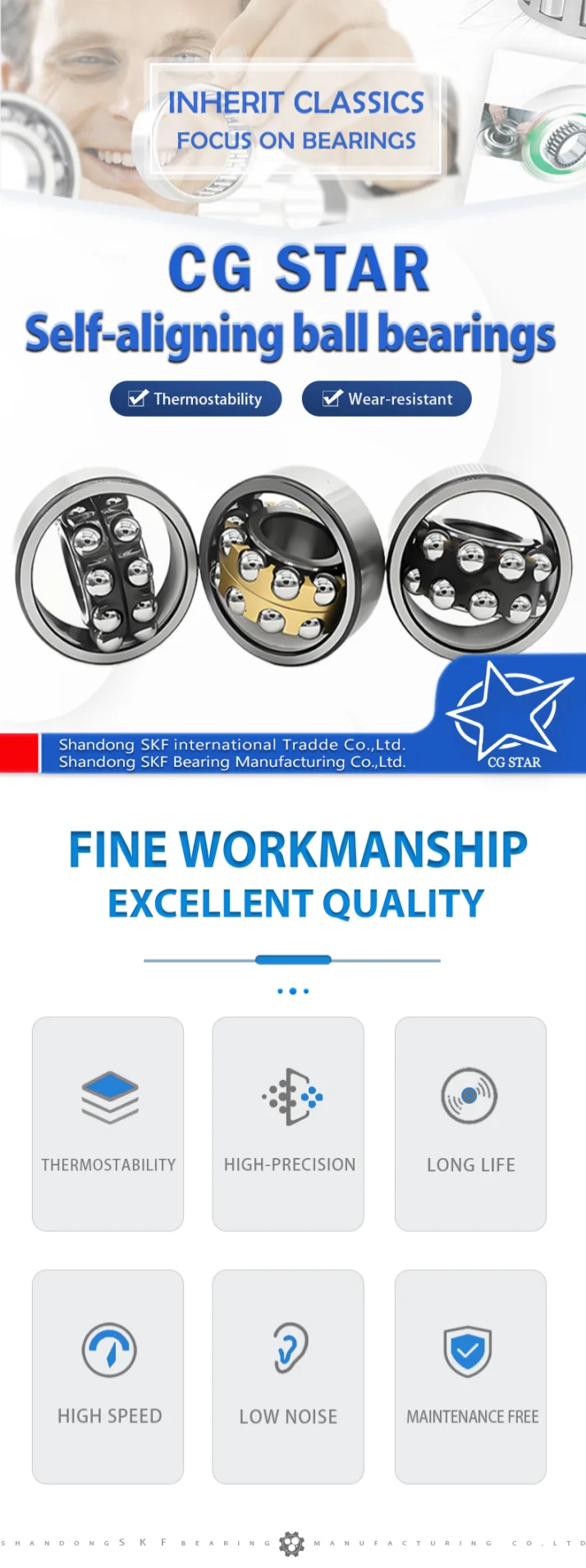 CG STAR High Quality 1200 Self-aligning Ball Bearing Original ...