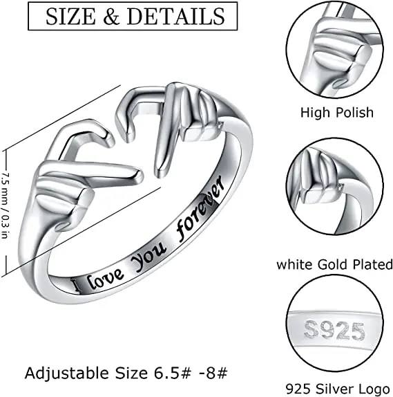 Amazons Hot Two-handed Heart-to-heart Ring Romantic Ring for Girlfriend ...