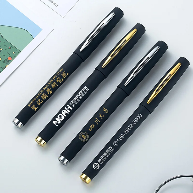 Custom Logo Black Rubber 0.5mm Gel Pens for Promotion