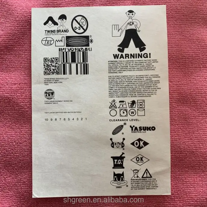 Washing Tyvek Printing Label - Sustainable Garment Label
