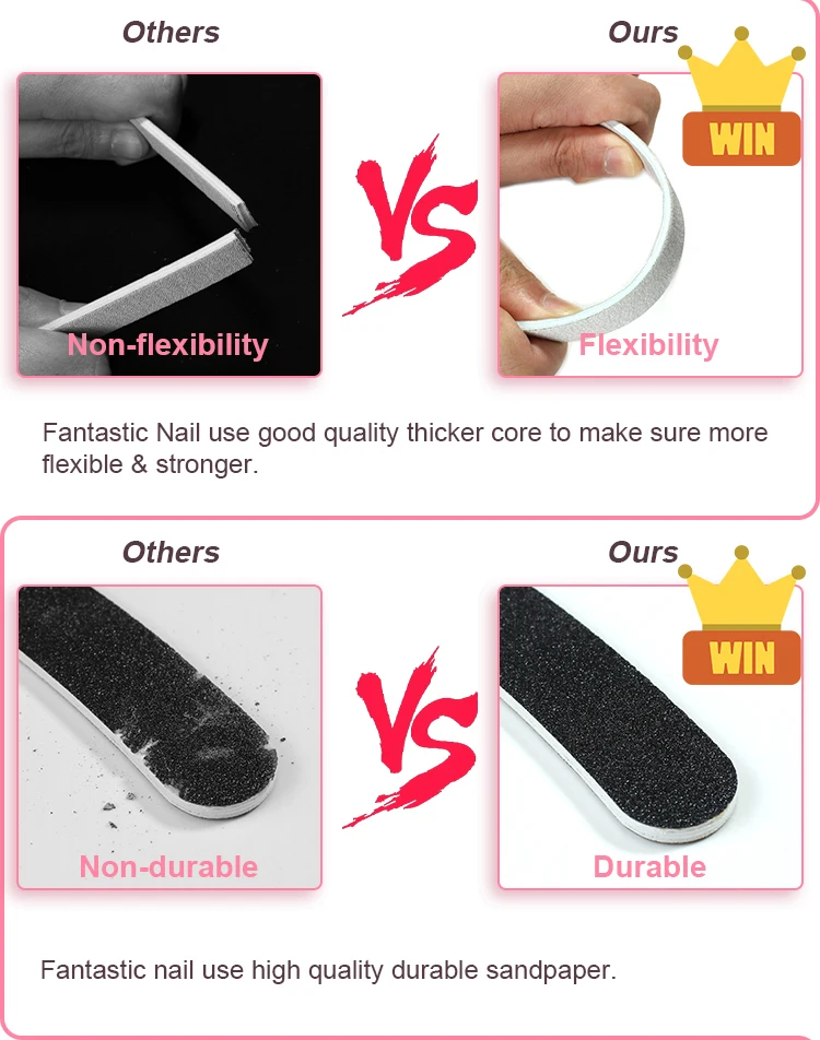 3 Way Sponge Nail Buffer File Black Emery Sandpaper 80 100 180 Grit ...