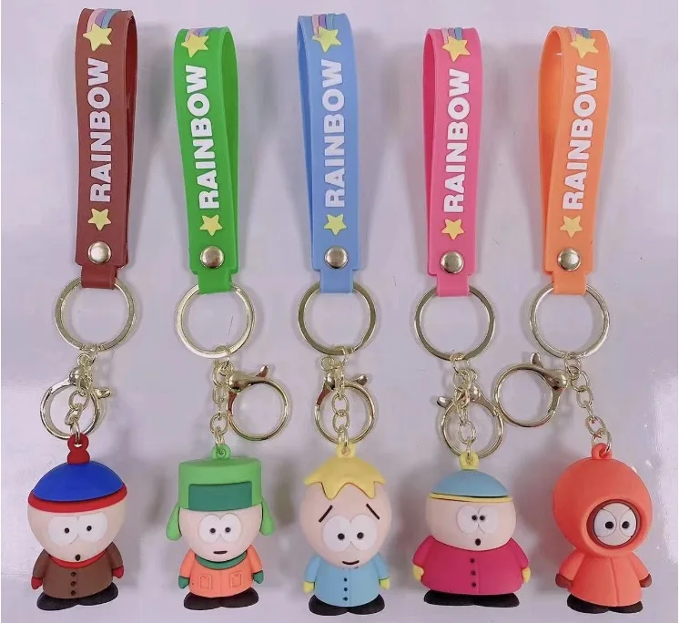 5 Style South Park Rubber Keychain Kenny Mccormick Keyring Eric Cartman ...