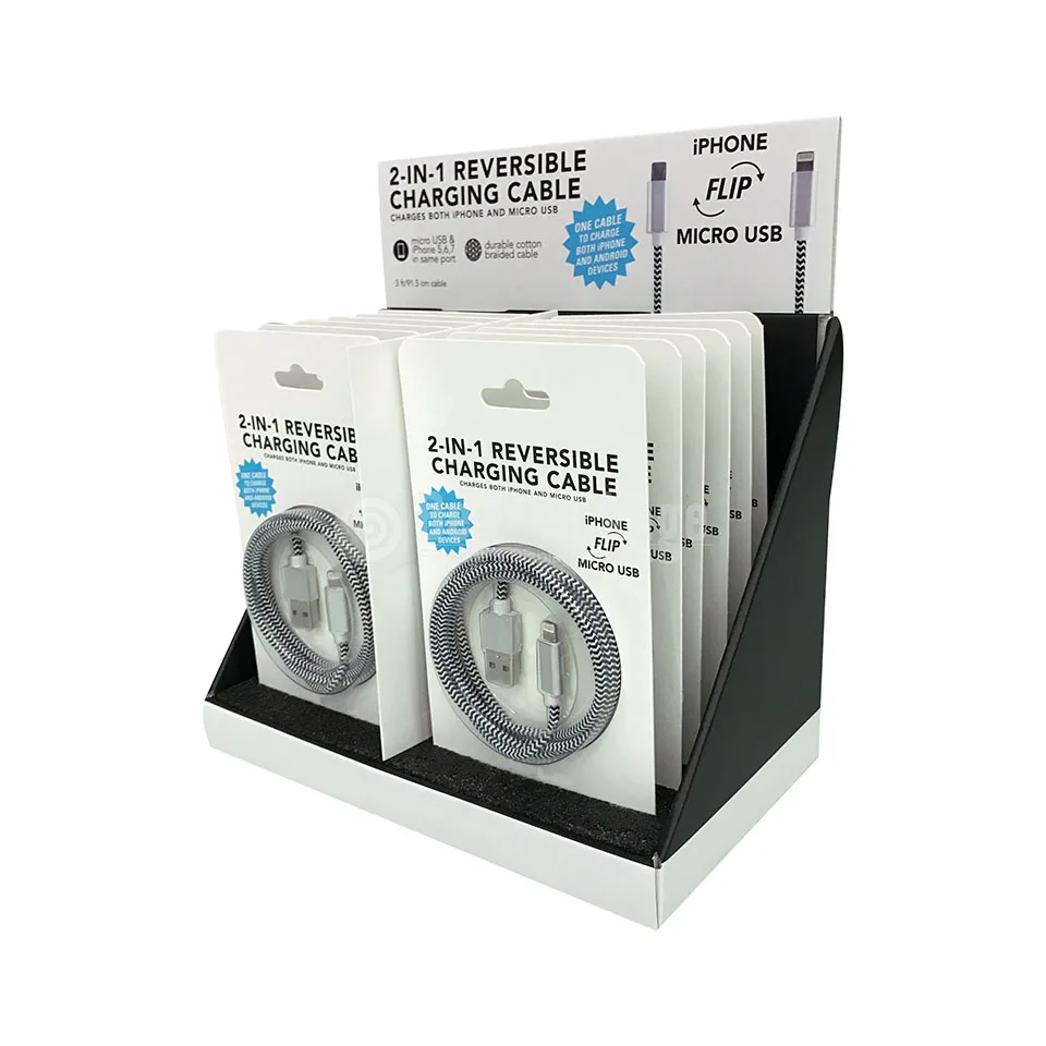 Custom Design Recyclable Cardboard Packaging Box Display Pdq For Cable ...