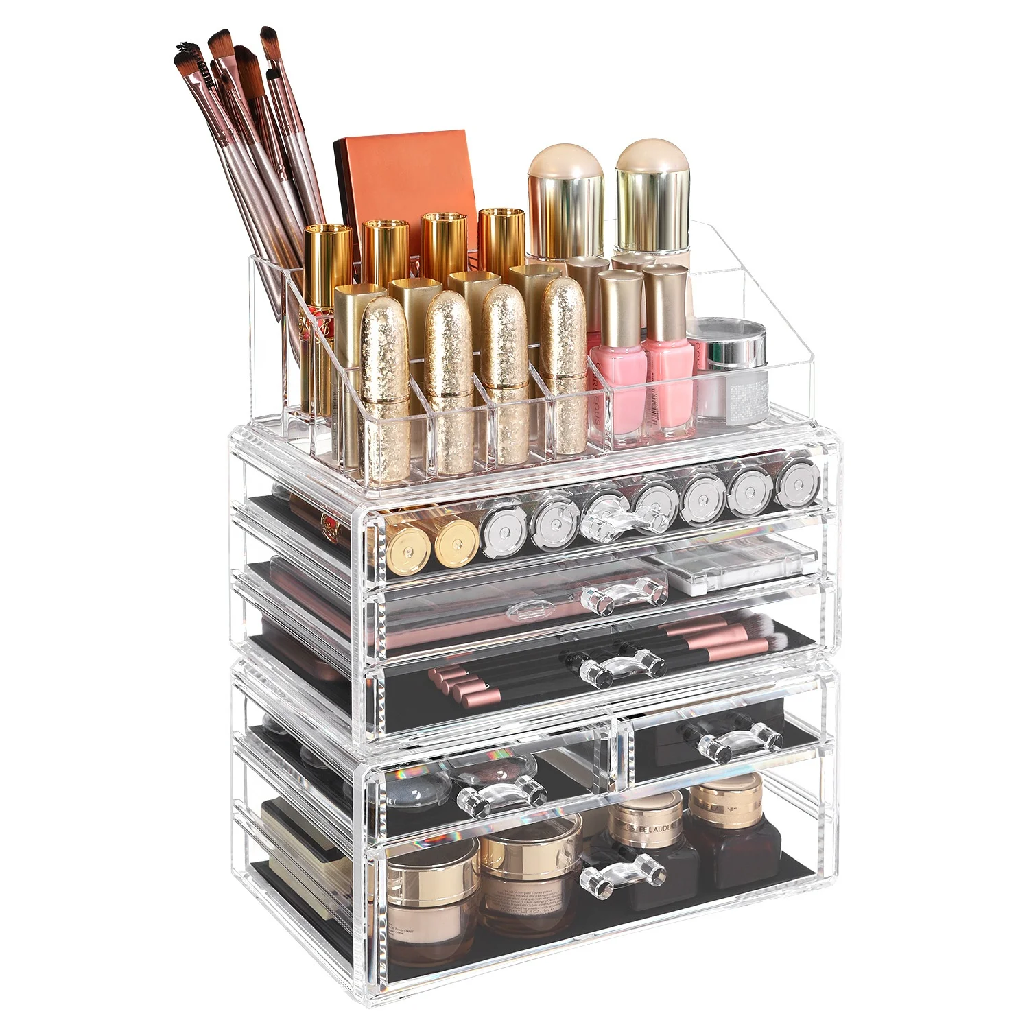 Songmics Acrylic Clear Make Up Organiser Display Multifunction Makeup ...