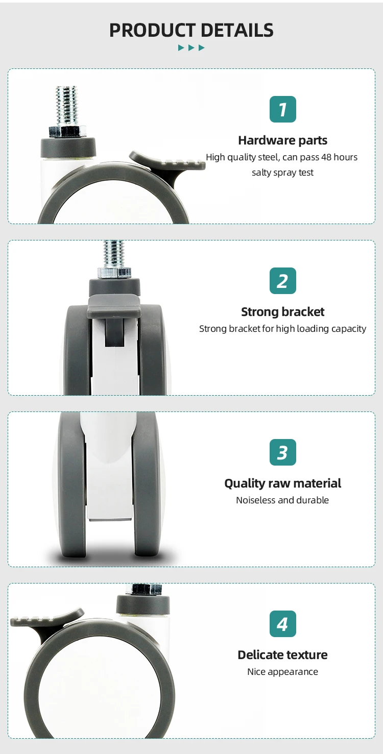 3 Inch Swivel TPR Medical Caster Mute Medical Caster With Brake ...