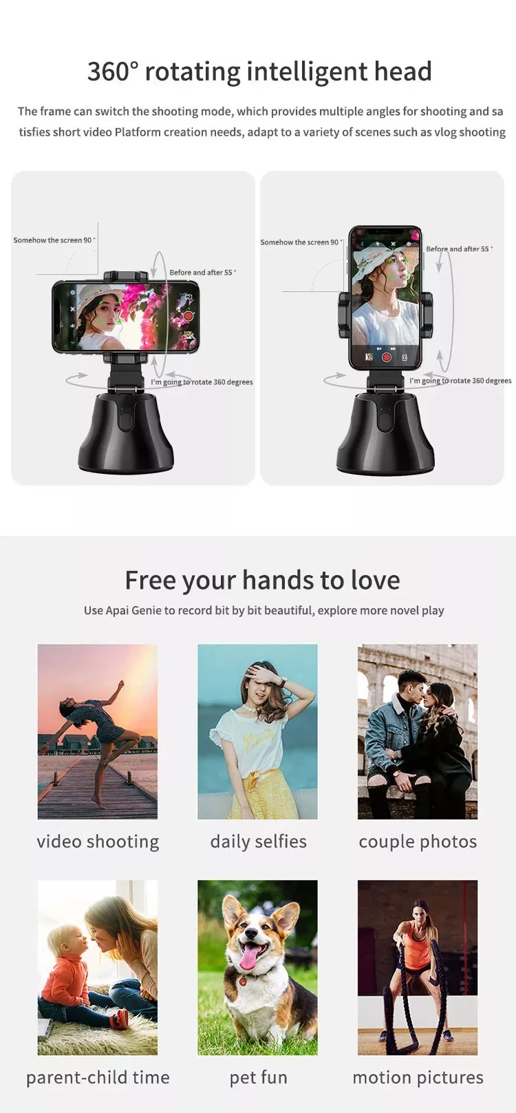 360 Motion Tracking Holder Gimbal Stabilizer Pod Camera Facial ...