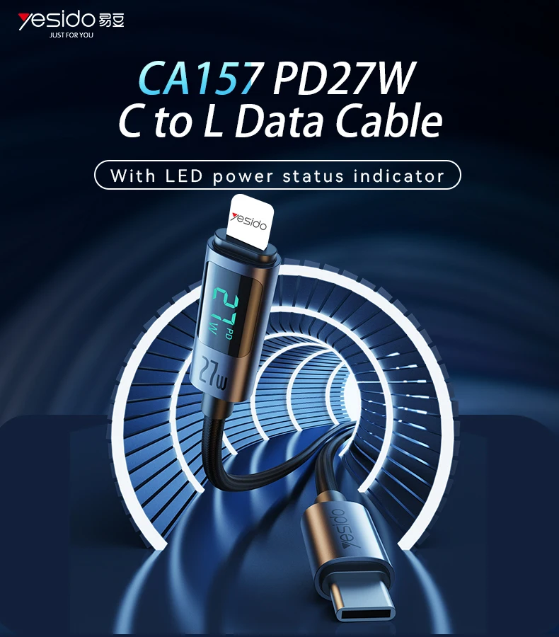 CA157 Yesido 1.2M LED Indicator Cable - Fast Charge & Durable