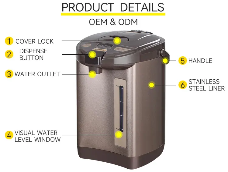 Stainless Steel Electric Thermo Pot Anti-Dry Boil Hot Water Pump Flask ...