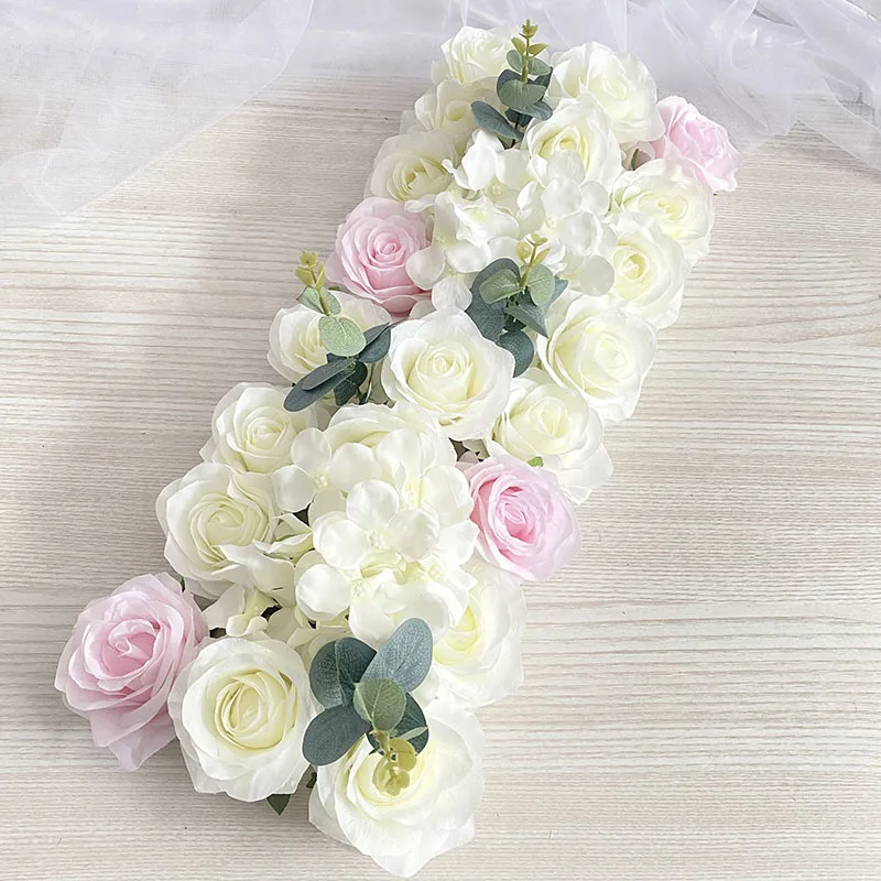 Artificial Flower Conference Table Flower Row Rose Lily Hydrangea Leaf ...