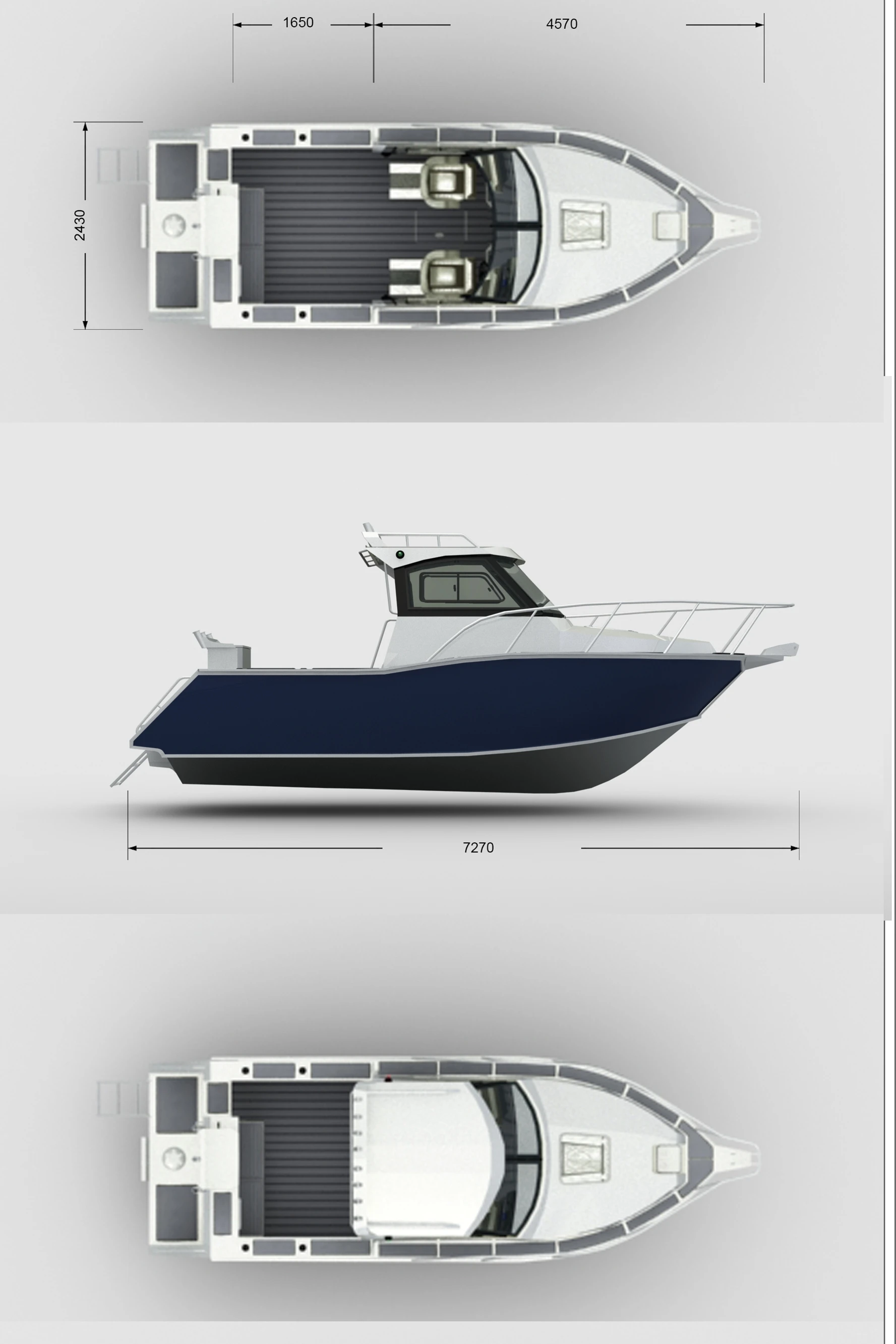 23ft 7m Aluminum Sport Row Fishing Tuna Boat for Sales