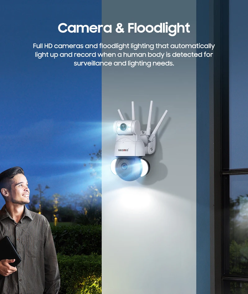 2023 SECTEC 4MP Wifi CCTV Camera - Outdoor Security Surveillance