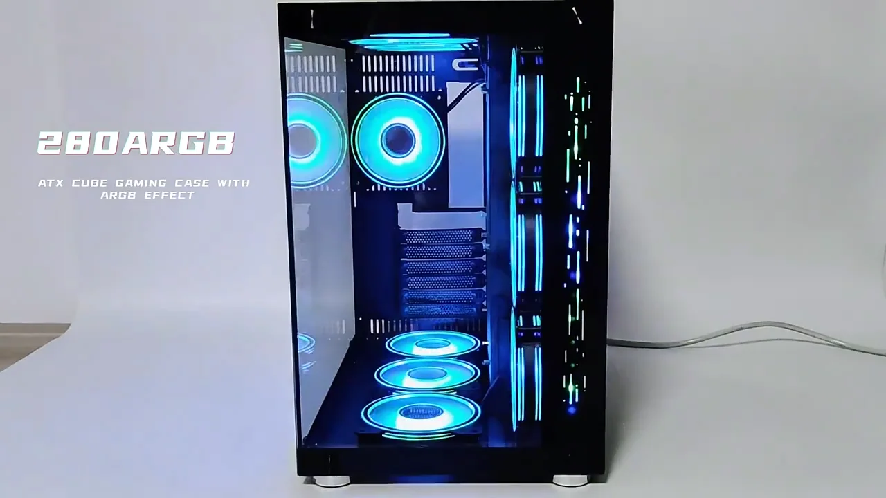 Wide Cube Computer Cabinet Gaming Box Rgb Pc Parts Atx Pc Case With ...