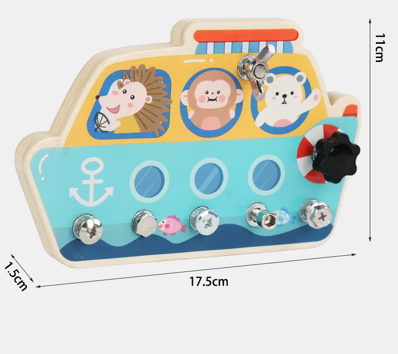 Early Educational Children Screw Assembling Toy Animal Excavator Wooden ...