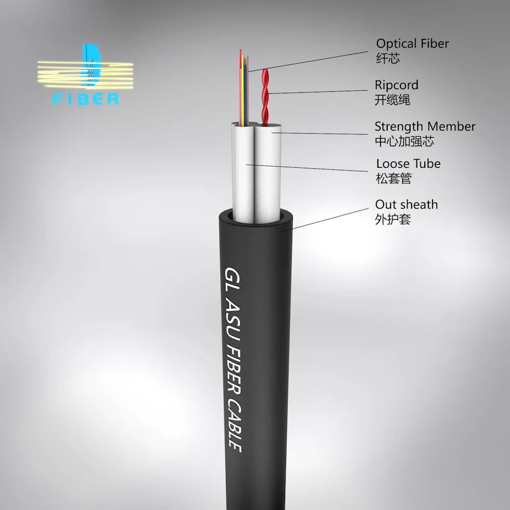 Gl Factory Price 2/4/6/8/10/12fo Single Mode Fibra Opitica Asu80 Aerial ...